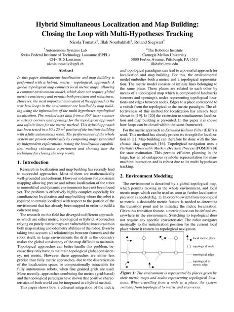 Pdf Hybrid Simultaneous Localization And Map Building Closing The Loop With Multi Hypotheses