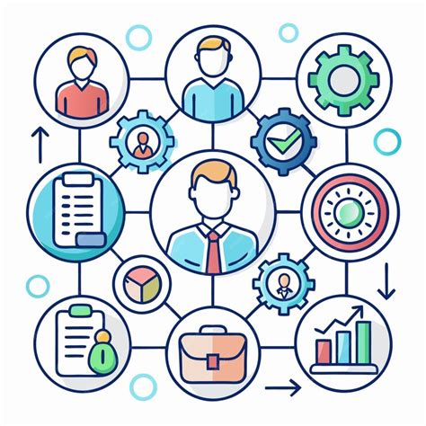 Business Process Workflow Illustration With Icons Charts And Graphs