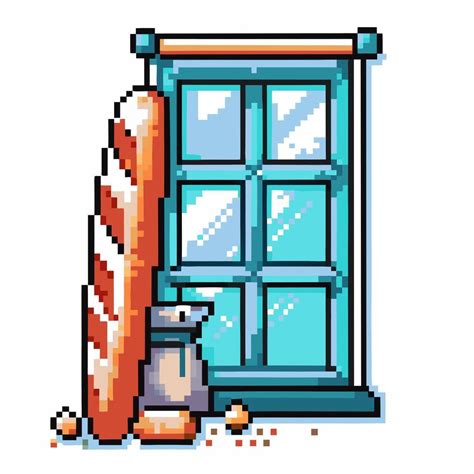 Pixel Art Of A Baguette And Milk By A Sunny Window Vintage Nostalgic