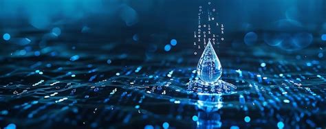 Digital Water Drop Illustration A 3d Render Of A Water Drop With Binary Code Premium Ai