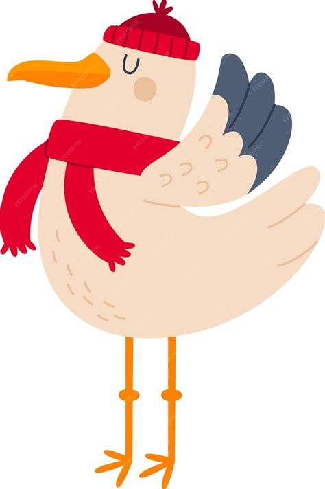 Premium Vector Seagull With Scarf And Hat