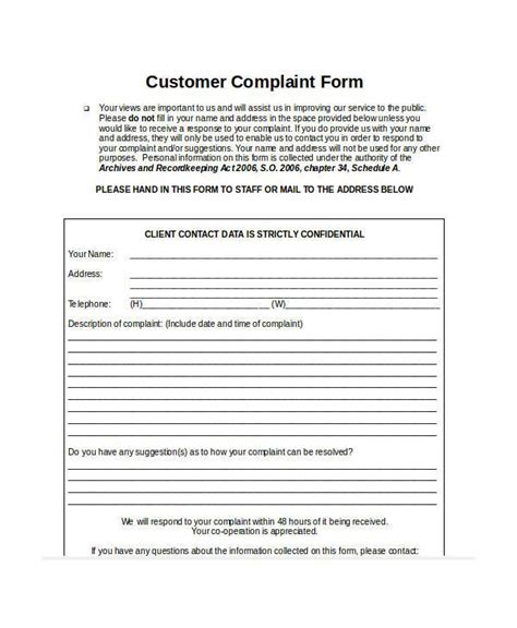 Free 7 Sample Guest Complaint Forms In Pdf Ms Word