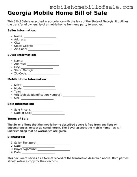 Free Georgia Mobile Home Bill Of Sale Forms — Printable Template