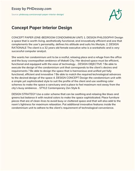 Concept Paper Interior Design College Example 200 Words