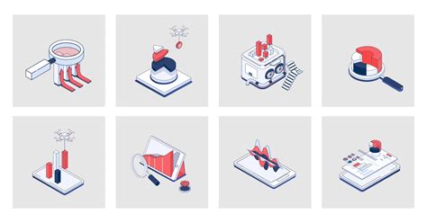 Data Analysis Isometric Icons Set Objects Ft 3d And Isometry Envato