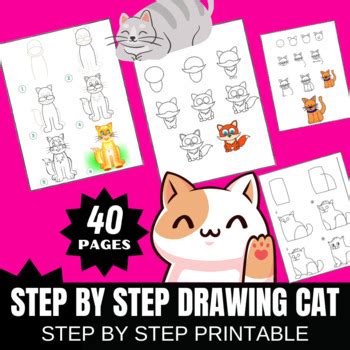 Step By Step Drawing Cat How To Draw Cat Step By Step Printable