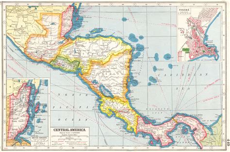 Central America Inset Map Of British Honduras Panama By Harmsworth