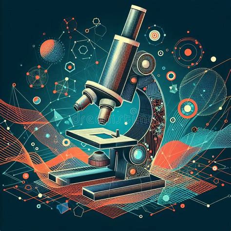 Microscope Illustrations Created With Geometric Lines And Shapes Stock Illustration