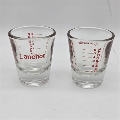 2 Anchor Hocking 1 Oz Shot Glasses Measures Ounces Teaspoons