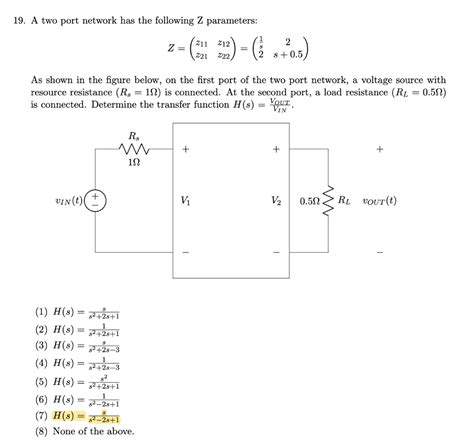 Solved A Two Port Network Has The Following Z Chegg