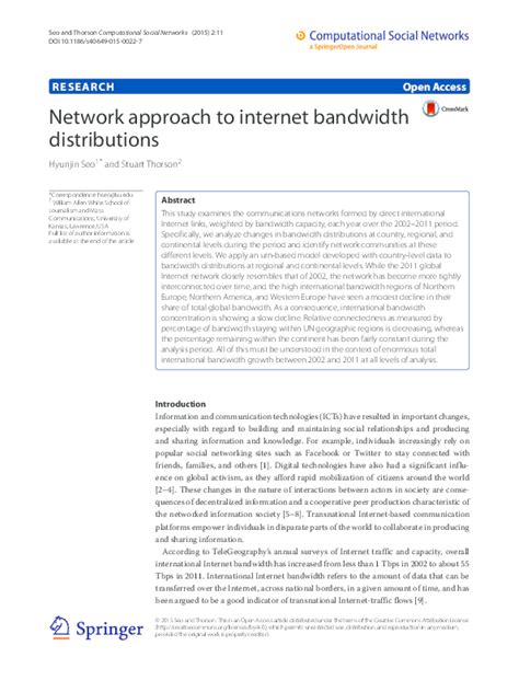 Pdf Network Approach To Internet Bandwidth Distributions