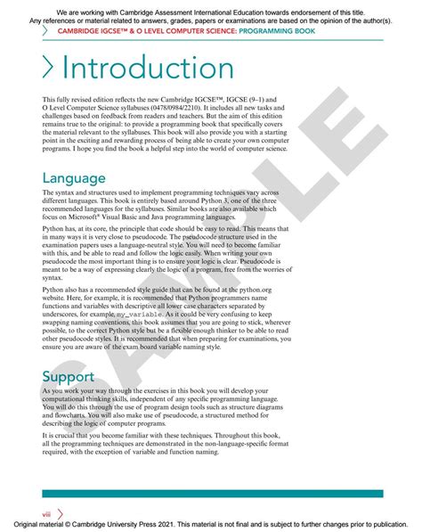 Cambridge Igcse And O Level Computer Science Programming Book For Python