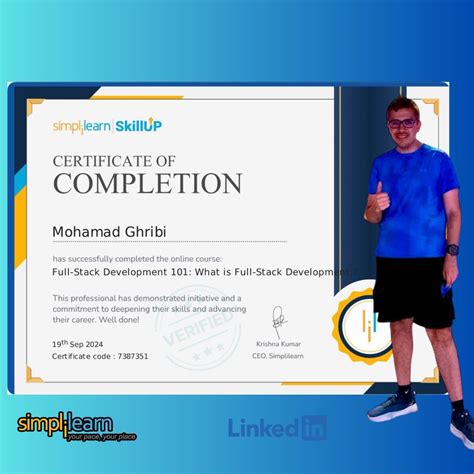 Mohamad Ghribi On Linkedin Im Pleased To Share My New Certificate In Stack Development Which