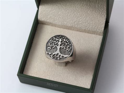 Tree Of Life Mens Ring Sterling Silver Tree Signet Ring Mens Tree