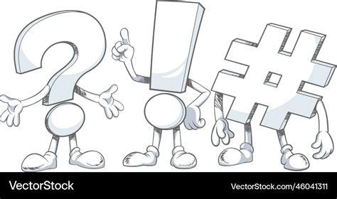 Three Punctuation Symbols Cartoon Characters Vector Image