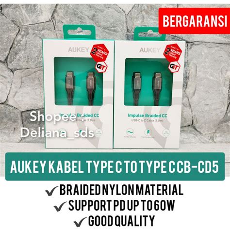 Jual Aukey Kabel Type C To Type C Cb Cd5 Garansi Resmi 2 Tahun Kabel