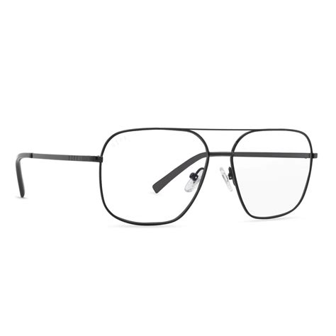 Jonas Mens Square Eyeglasses Black Aviator Diff Eyewear