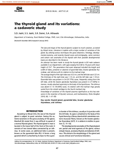 Pdf The Thyroid Gland And Its Variations A Cadaveric Study