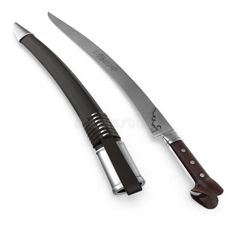 Turkish Yatagan Sword With Sheath On White Top View 3d Illustration