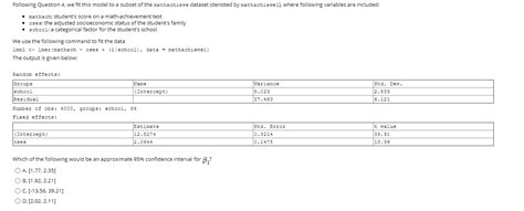 Solved Consider The Following Linear Mixed Model Yij Chegg