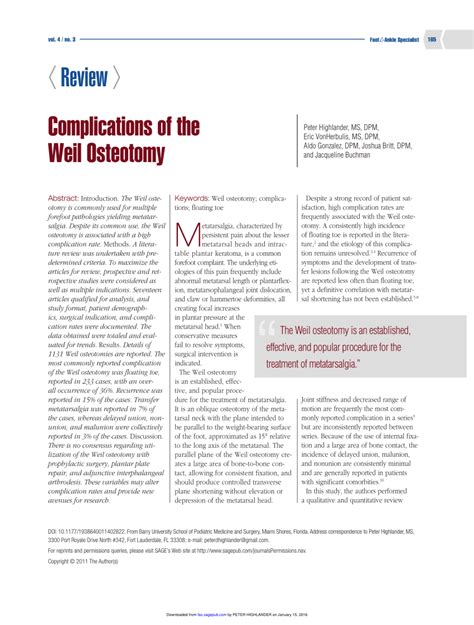 Pdf Complications Of The Weil Osteotomy