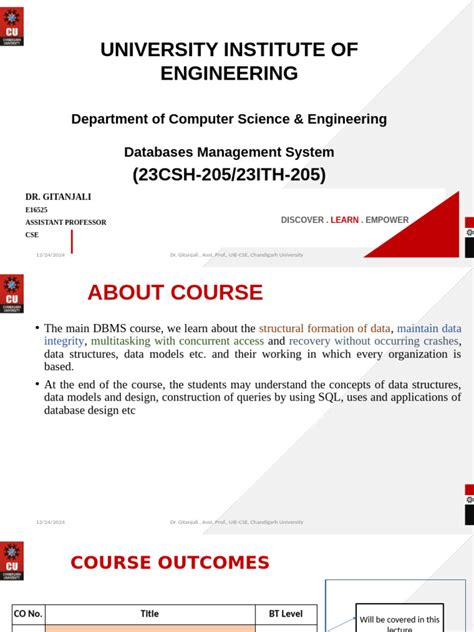 Course Outcomes For Dbms Curriculum Pdf Databases Relational Database