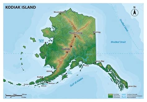 Topographic Map Of Kodiak Island Alaska Stock Illustration Illustration Of Sketch Larsen