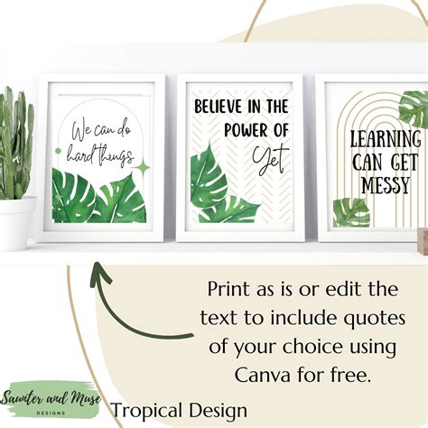 Growth Mindset Posters Tropical Printable Classroom Growth Mindset