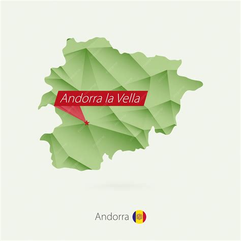 Premium Vector Green Gradient Low Poly Map Of Andorra With Capital