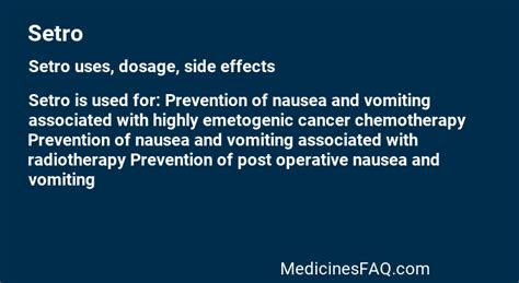 Setro Uses Dosage Side Effects Food Interaction And Faq