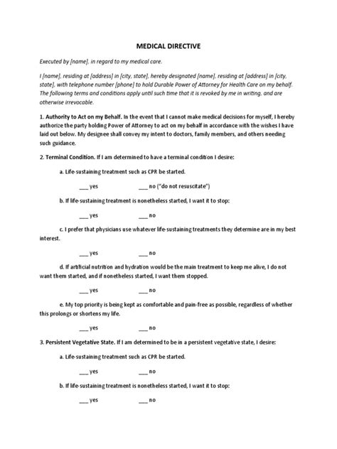 Medical Directive Pdf Medical Humanities Medical Specialties