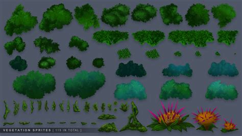 2d Forest Pack With 9 Slicing Sprites