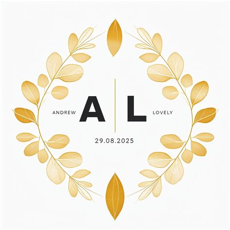 Elegant Golden Leaf Monogram Design For Andrew And Lauren Monogram