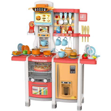 Cocina De Juguete Para Niños De 65 Piezas Con Humo Luz Sonido Y Grifo