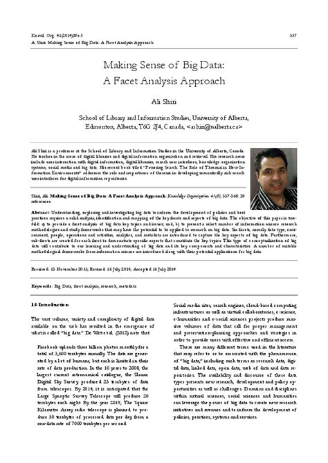 Pdf Making Sense Of Big Data A Facet Analysis Approach
