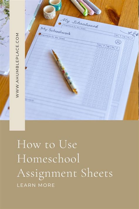 Home To Use Homeschool Assignment Sheets · A Humble Place