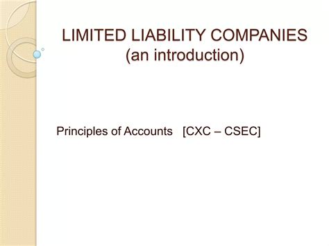 Limited Liability Companies Introduction Pptx