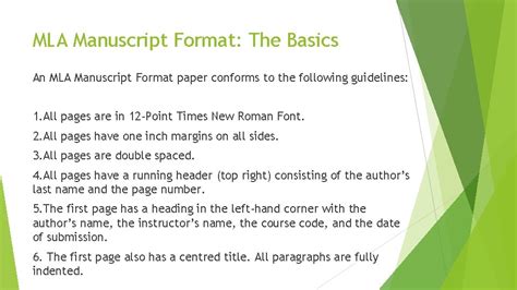 Mla Formatting Mla Manuscript Format The Basics An