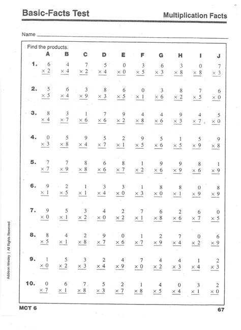 Timed Multiplication Tests Printable Printable Sight Words List