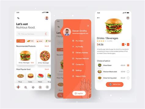 Food Delivery Home And Menu Screen Menu Screen Ui Design Menu Page