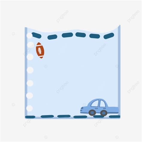 Blue Stroke Note With Border And Car Cartoon American Football Note