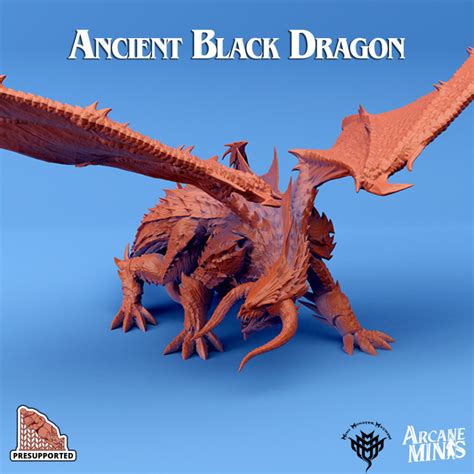 3d Printable Ancient Black Dragon By Arcane Minis