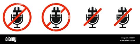 Microphone With Red Ban Sign No Microphone Icons Set Microphone Forbidden Sign Isolated
