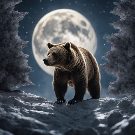 Premium Photo A Bear Under The Moon