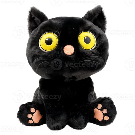 A Black Cat Plush Toy With Yellow Eyes 51038936 Png