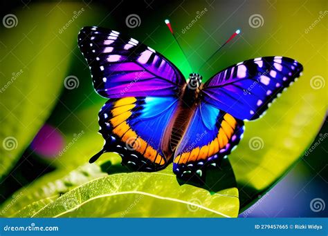 A Beautiful Butterfly With Colorful Wing Get Ready To Fly Stock