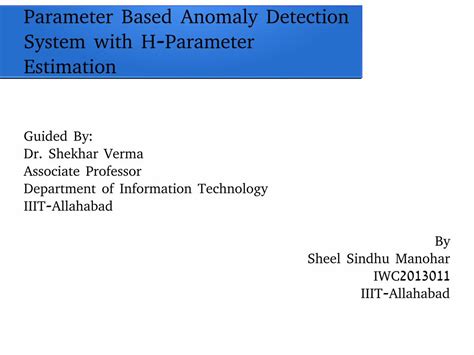 Pdf Parameter Based Anomaly Detection System With H Parameter Estimation Dokumentips
