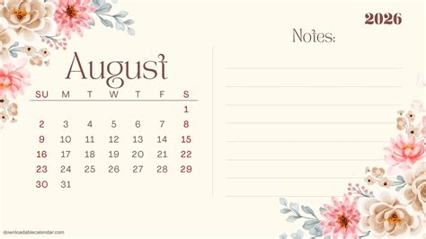 August 2026 Calendar Wallpapers Wallpaper Cave