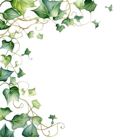 Beautiful Ivy Leaves Forming A Whimsical Border Watercolor Clipart