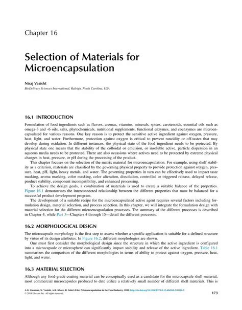 Pdf Microencapsulation In The Food Industry Selection Of Materials